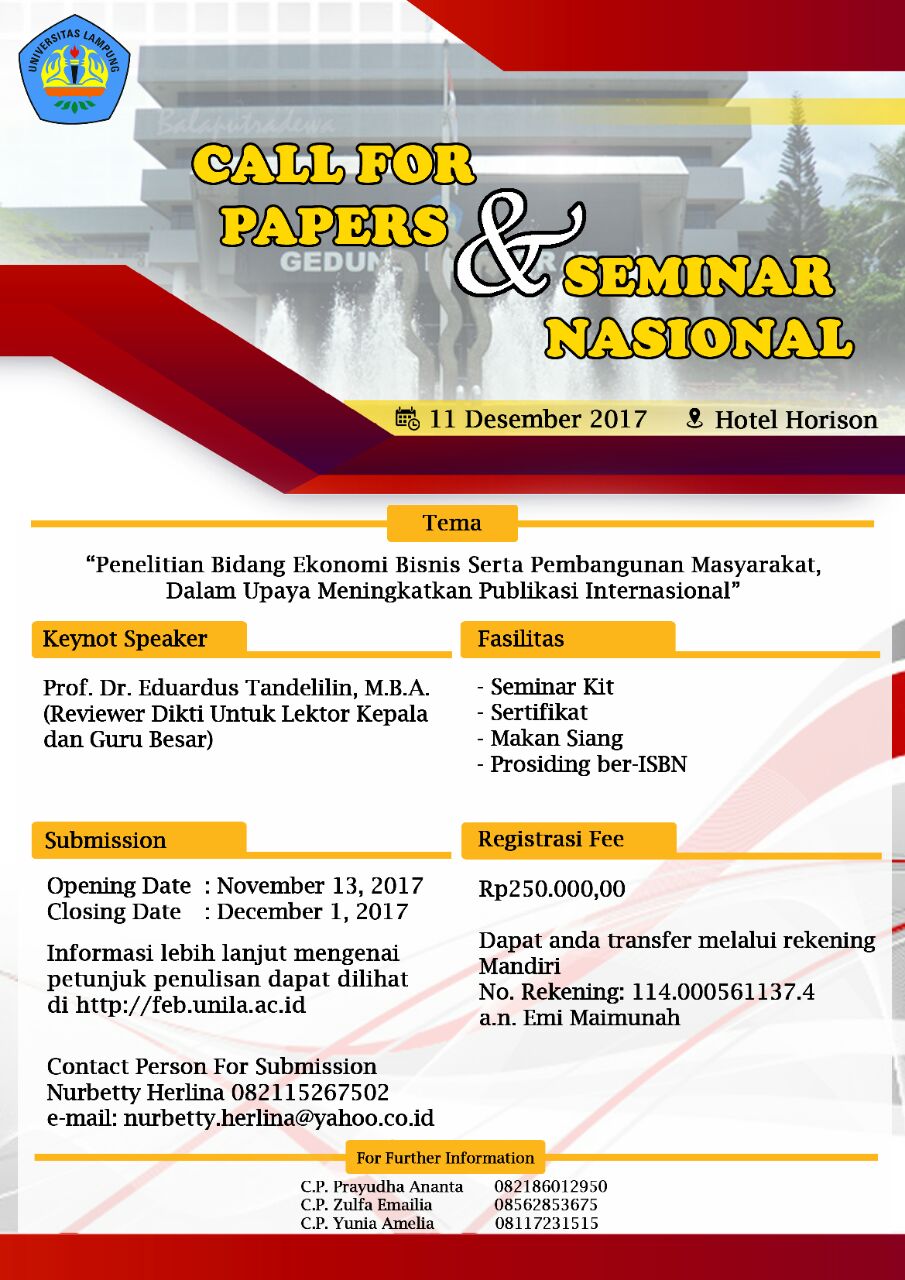FEB Adakan Program Call for Papers dan Semnas - Universitas Lampung
