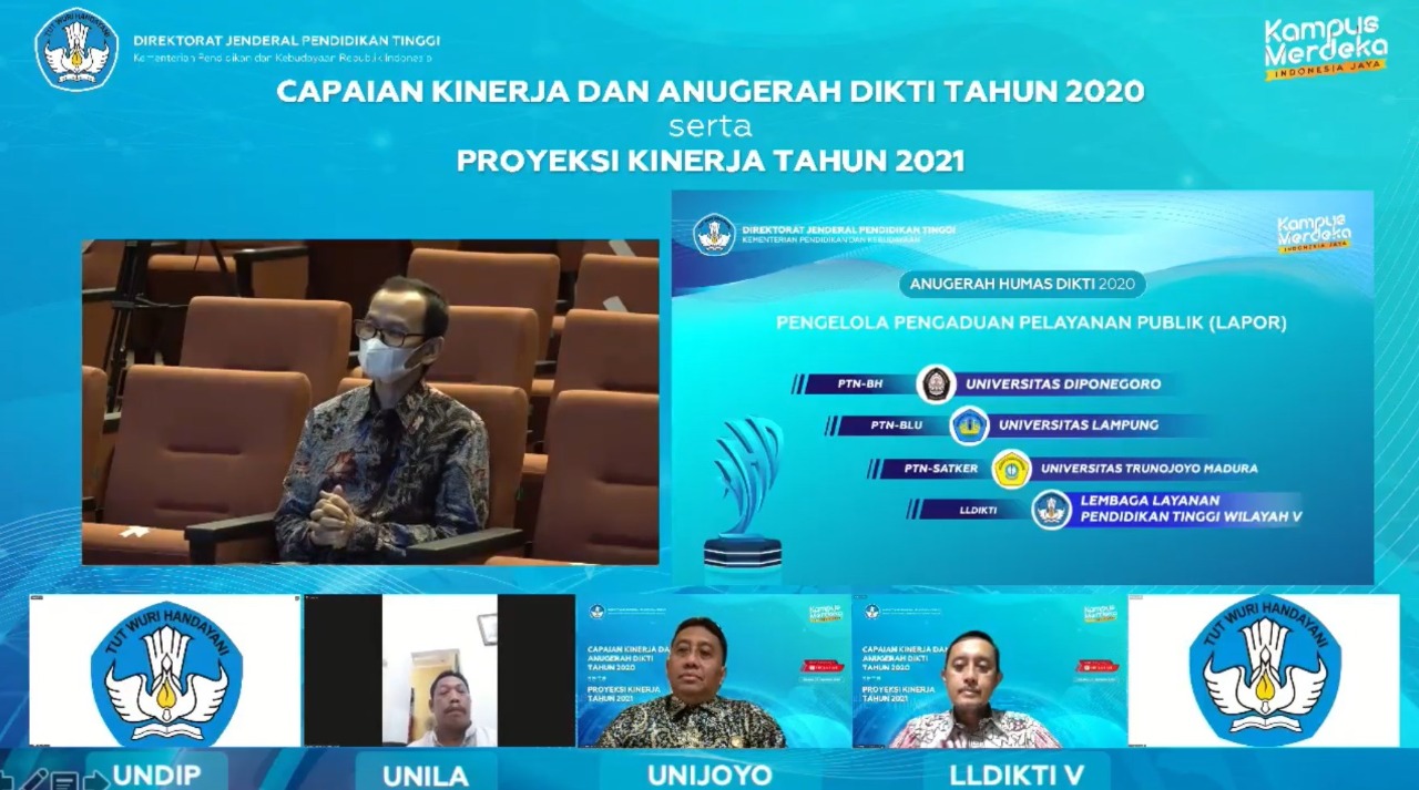Unila Raih Anugerah Humas Dikti 2020 - Universitas Lampung