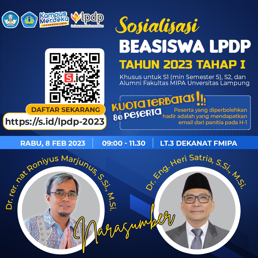 FMIPA Gelar Sosialisasi Beasiswa LPDP Tahap I 2023 - Universitas Lampung