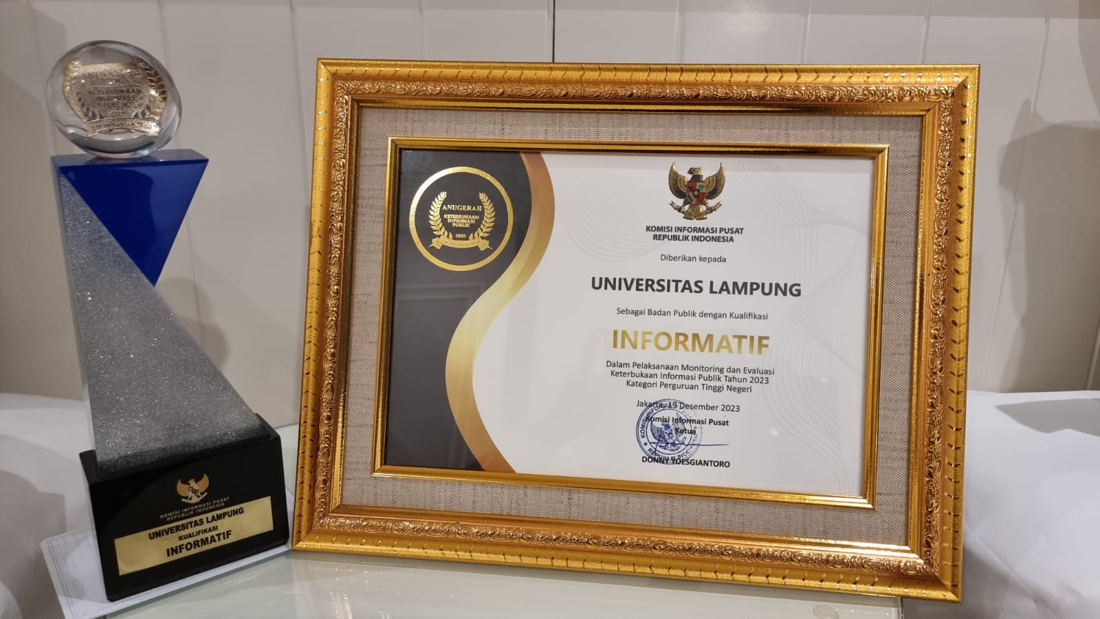 Unila Peringkat Empat Terbaik Nasional Anugerah KIP 2023 Kategori PTN - Universitas Lampung