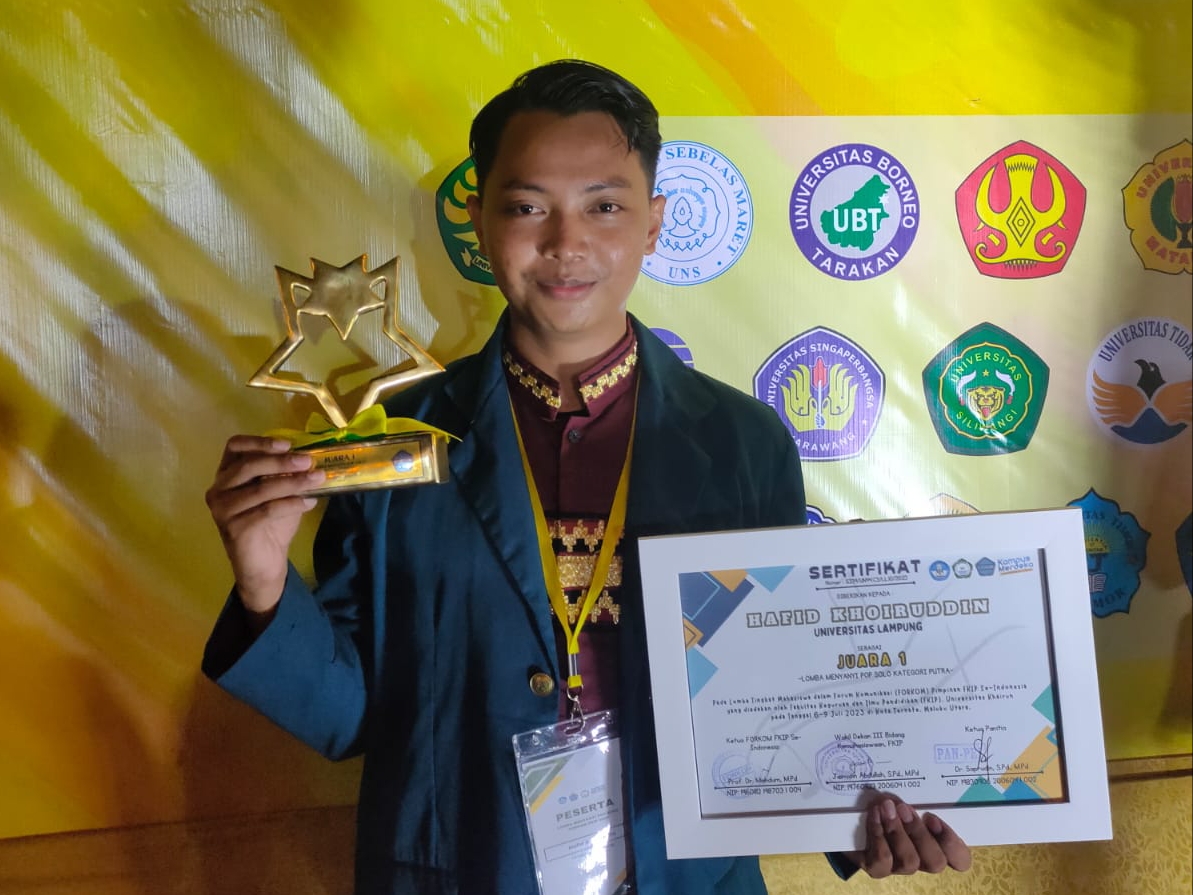 Mahasiswa Pendidikan Seni Musik Unila Juara Lomba Menyanyi Pop Solo Nasional - Universitas Lampung